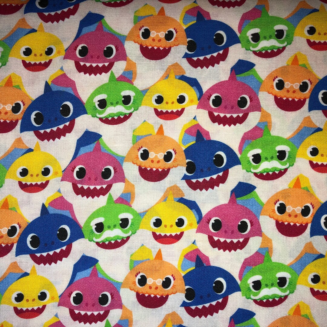 BABY SHARK Family Print 100% Cotton Fabric Material for Crafts, Quilts ...