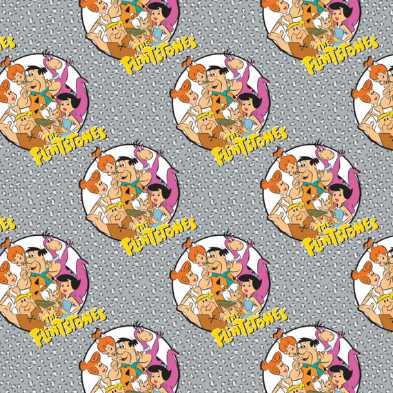 New FLINTSTONES Gray Allover Print 100% Cotton Fabric Material | Etsy