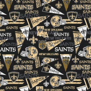 NFL New Orleans SAINTS Vintage Retro Print Football 100% Cotton Fabric ...