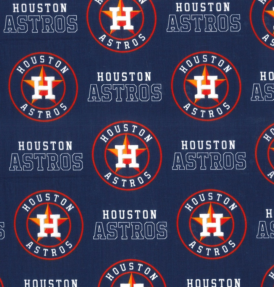 MLB HOUSTON ASTROS Allover Blue Print 100% Cotton Fabric Material ...