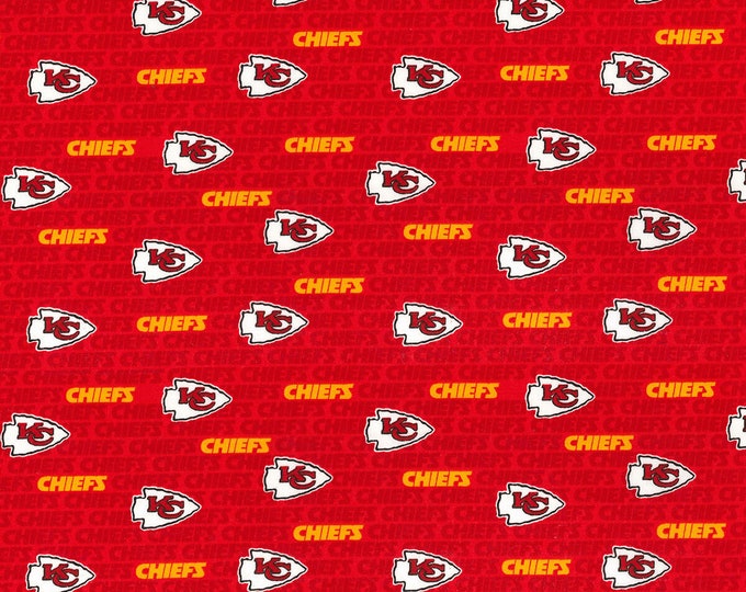 NFL KANSAS CITY Chiefs Mini Print Football 100% Cotton Fabric Licensed ...