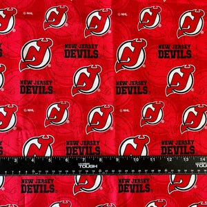 NHL NEW JERSEY Devils Watermark Print 100% Cotton Fabric Material You ...