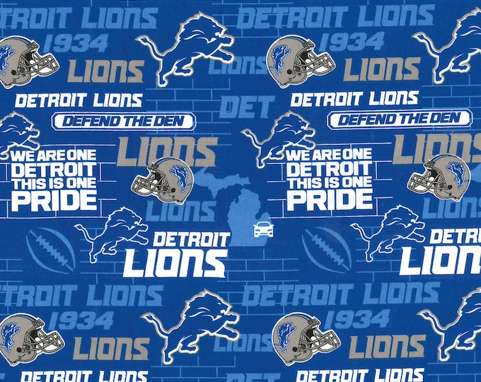 NFL DETROIT LIONS 'defend the Den' Print Football 100% Cotton Fabric ...