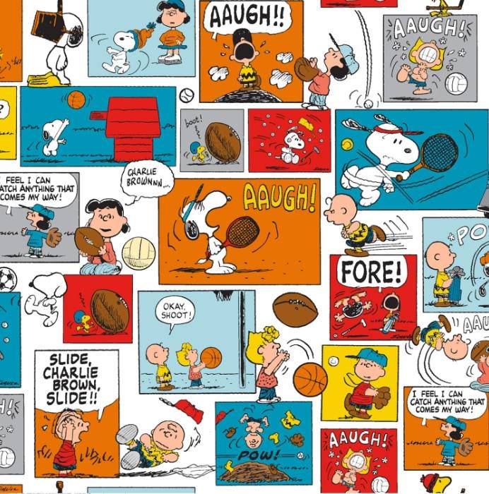 PEANUTS Allover Comic Panels Print 100% Cotton Fabric Material for ...