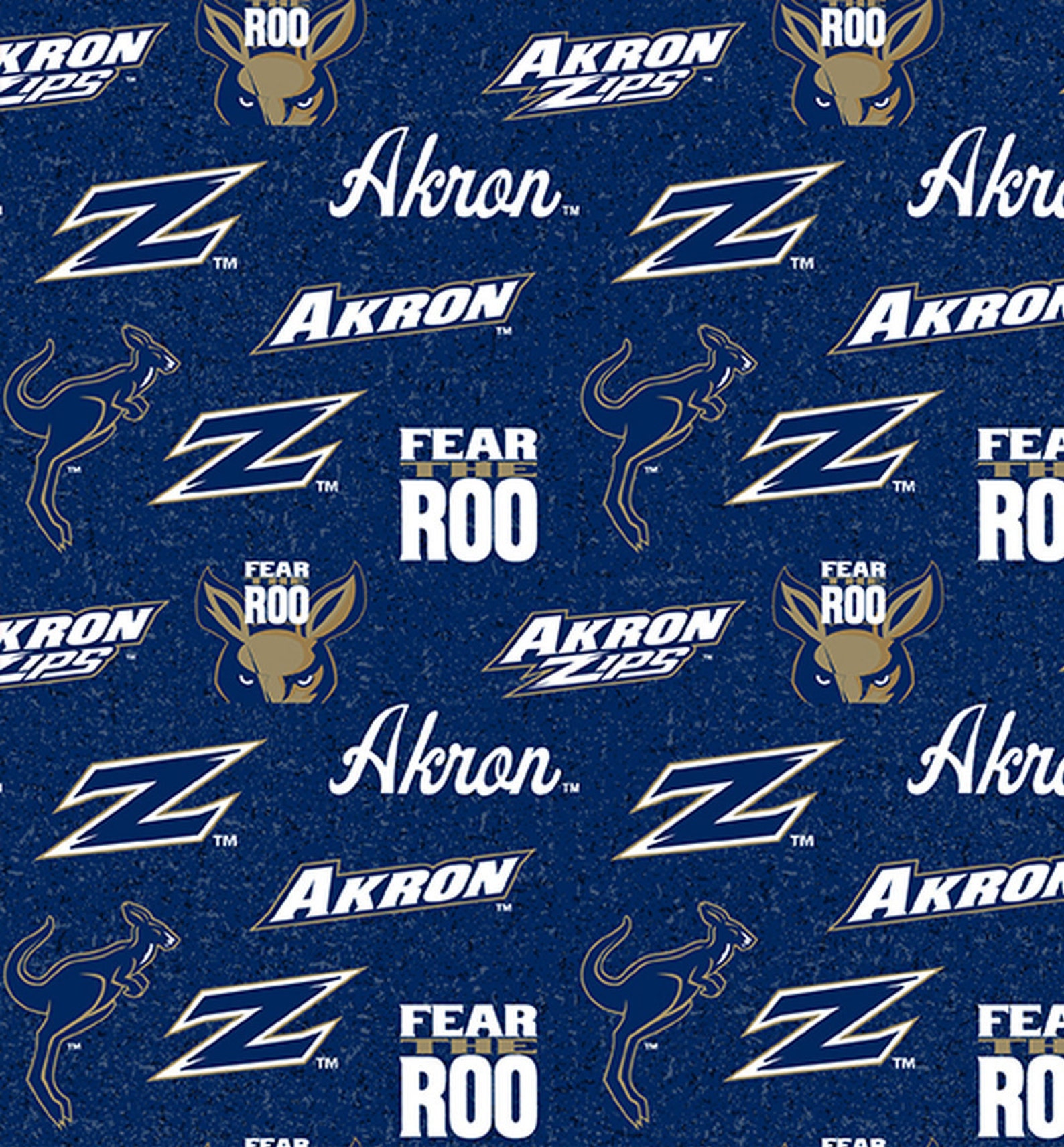 NCAA AKRON ZIPS Watermark Print Football 100% Cotton Fabric Material ...