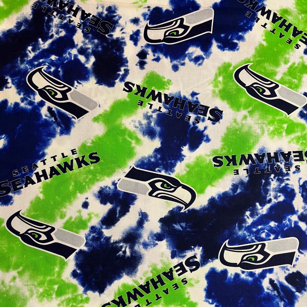 NFL SEATTLE SEAHAWKS Tie Dye Print Football 100% Cotton Fabric Licensed ...