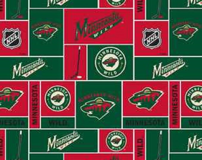 NHL MINNESOTA WILD Hockey 100% Cotton Patchwork Fabric Material You ...