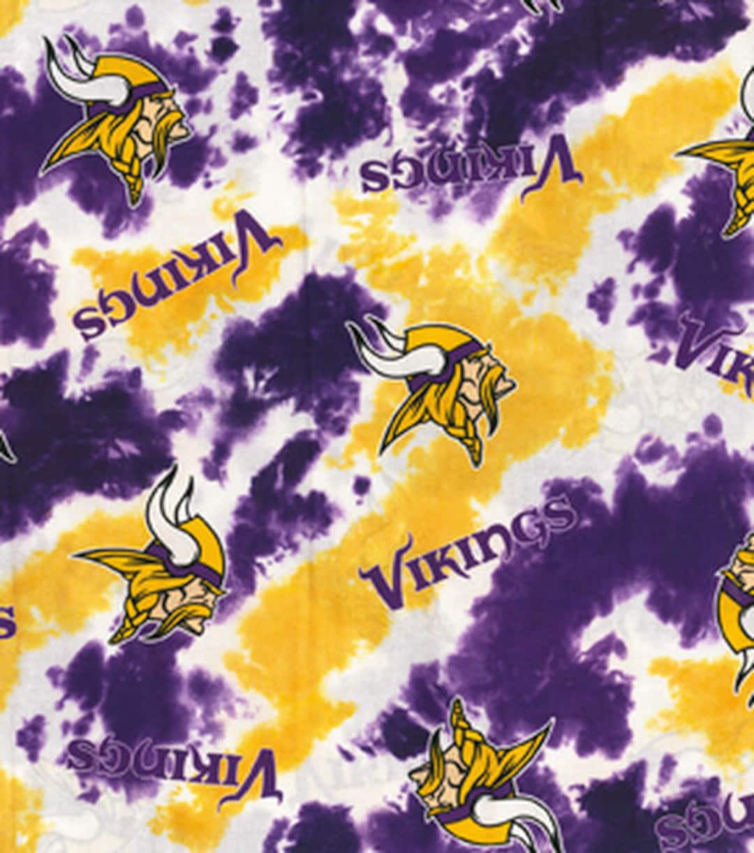 NFL MINNESOTA VIKINGS Tie Dye Print Football 100% Cotton Fabric ...
