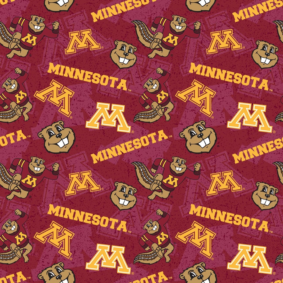 NCAA MINNESOTA GOPHERS Watermark Print Football 100% Cotton Fabric ...