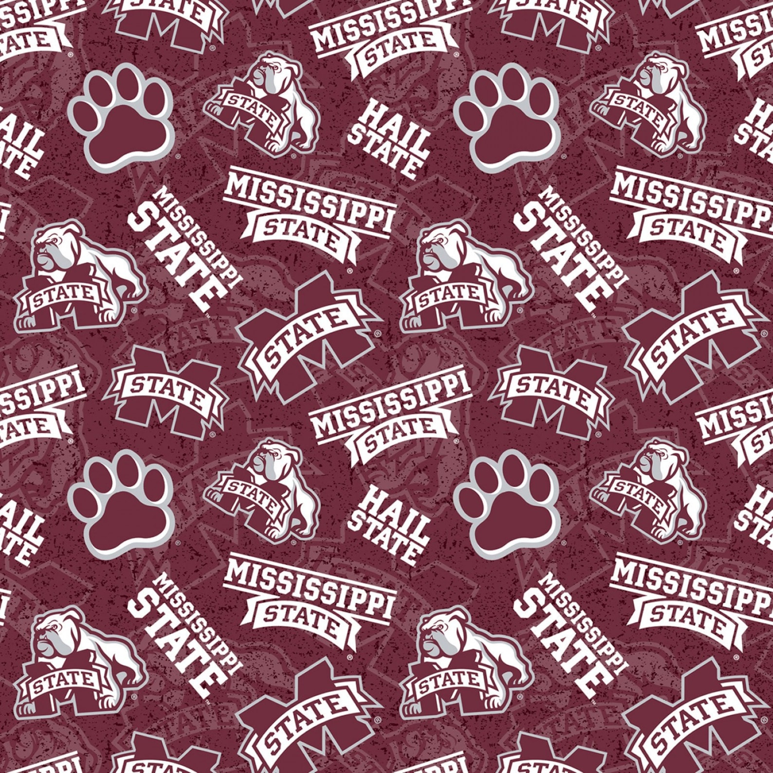 NCAA MISSISSIPPI STATE Bulldogs Watermark Print Football 100% Cotton ...