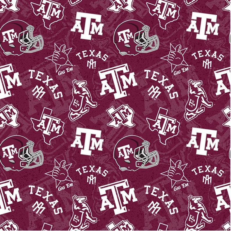 NCAA TEXAS A&M AGGIES Watermark Print Football 100% Cotton | Etsy