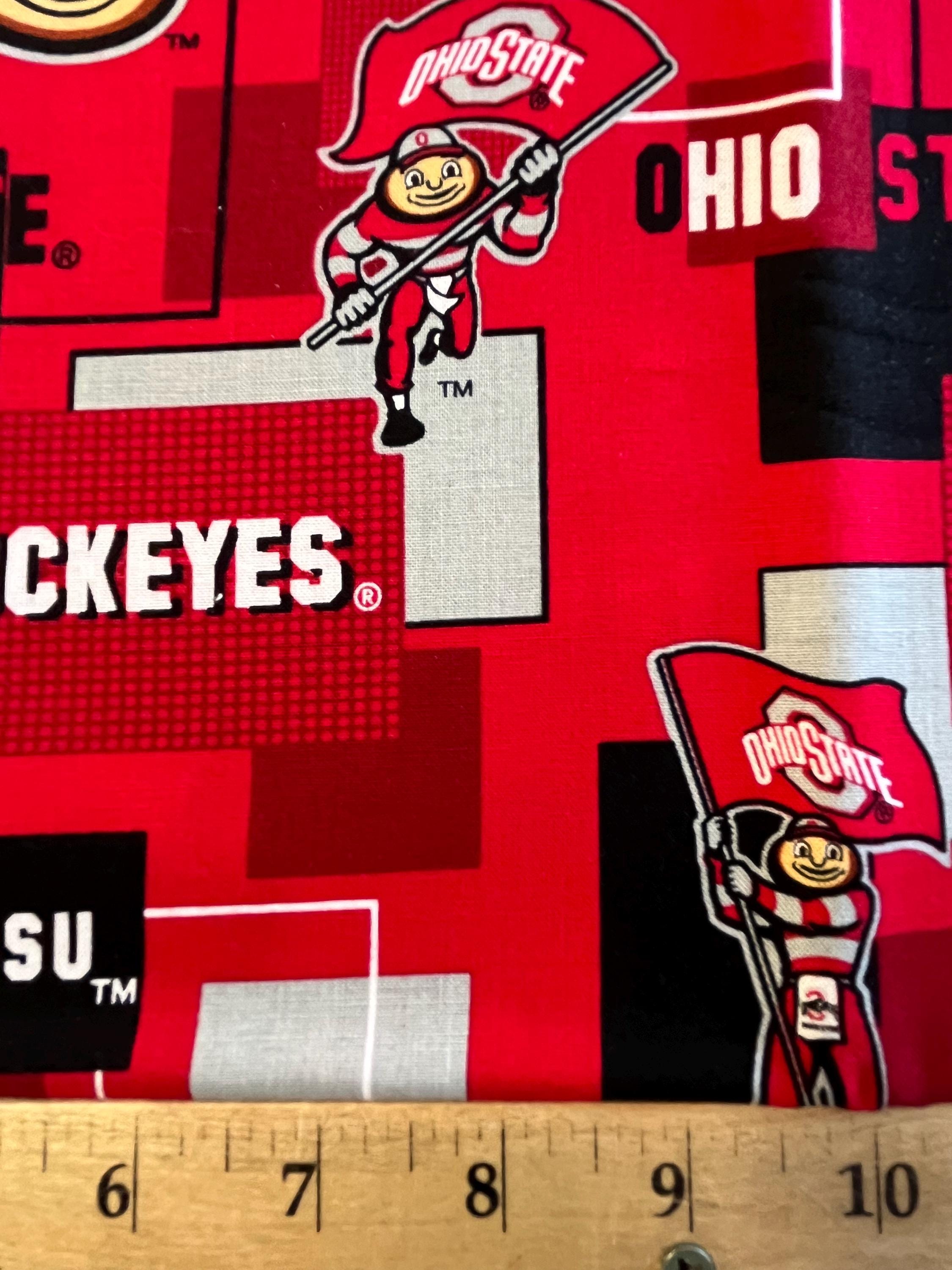NCAA OHIO STATE Buckeyes Block Print Football 100% Cotton Fabric You ...