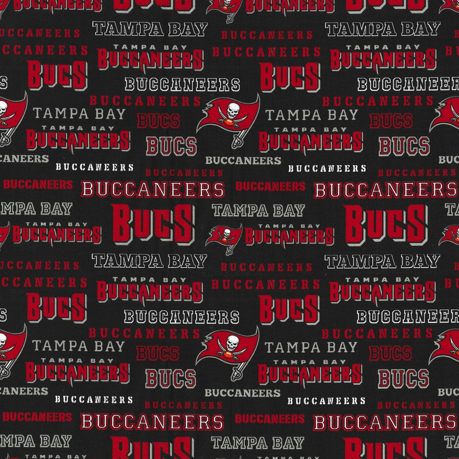 NFL TAMPA BAY Buccaneers Throwback Logos Print 100% Cotton Fabric ...