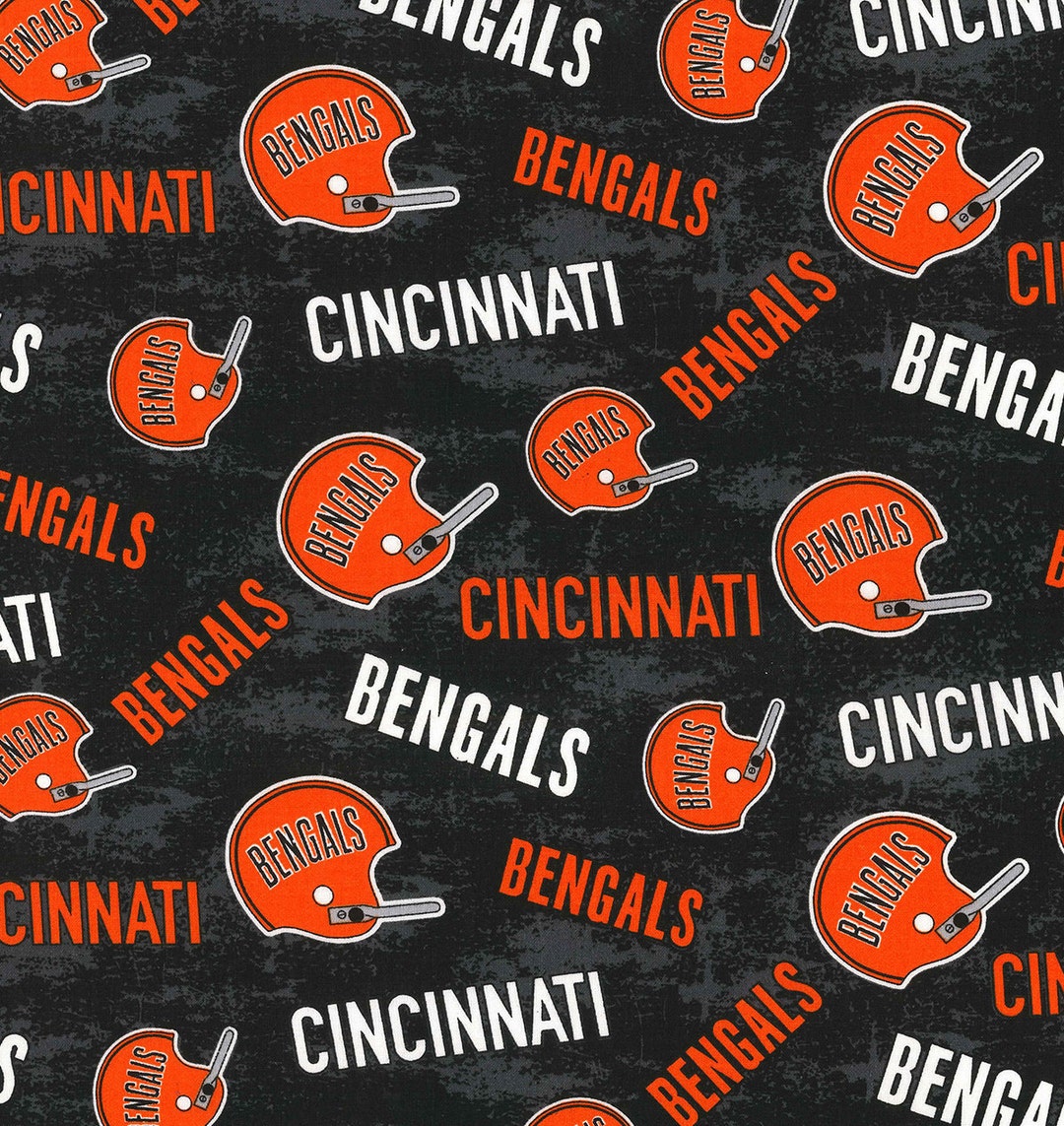 NFL CINCINNATI BENGALS Throwback Print Football 100% Cotton Fabric ...