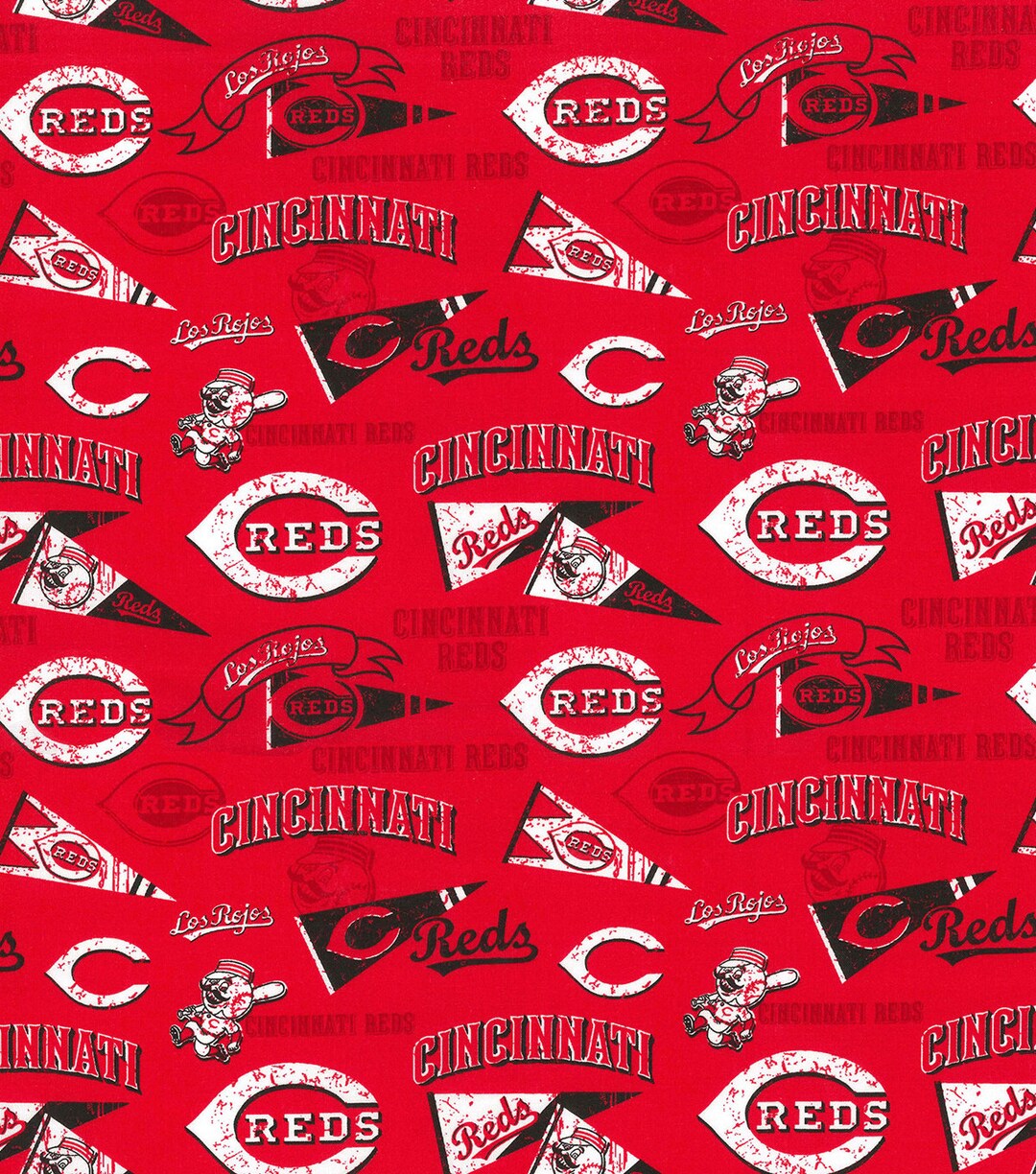 MLB CINCINNATI REDS Vintage #2 Retro Print Baseball 100% Cotton Fabric ...