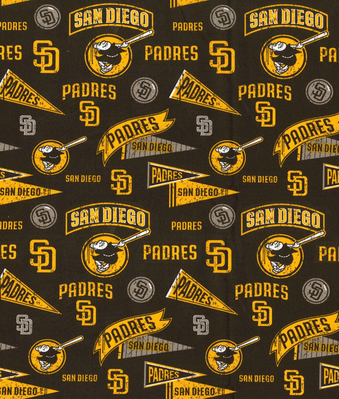 Mlb San Diego Padres Vintage Retro Print Baseball 100 Cotton Fabric Licensed Material Crafts
