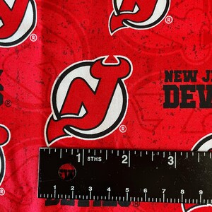NHL NEW JERSEY Devils Watermark Print 100% Cotton Fabric Material You ...