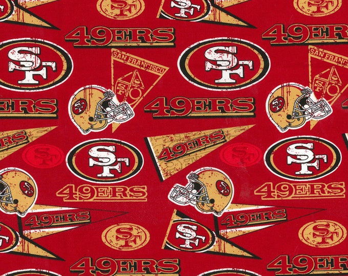 NFL SAN FRANCISCO 49ERS Vintage Retro Print Football 100% Cotton Fabric ...