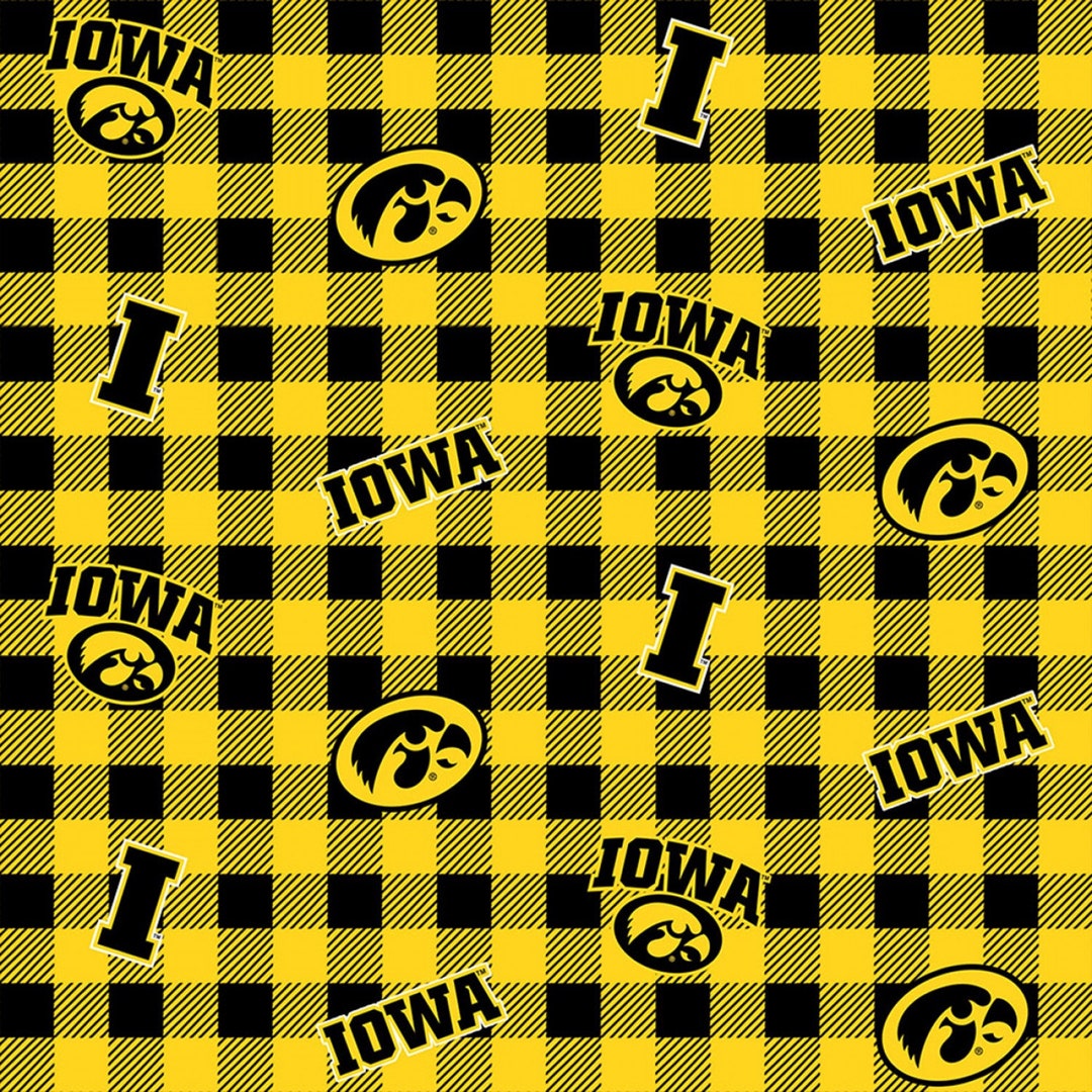 NCAA IOWA HAWKEYES Mini Plaid 100% Cotton Fabric Material You Choose ...
