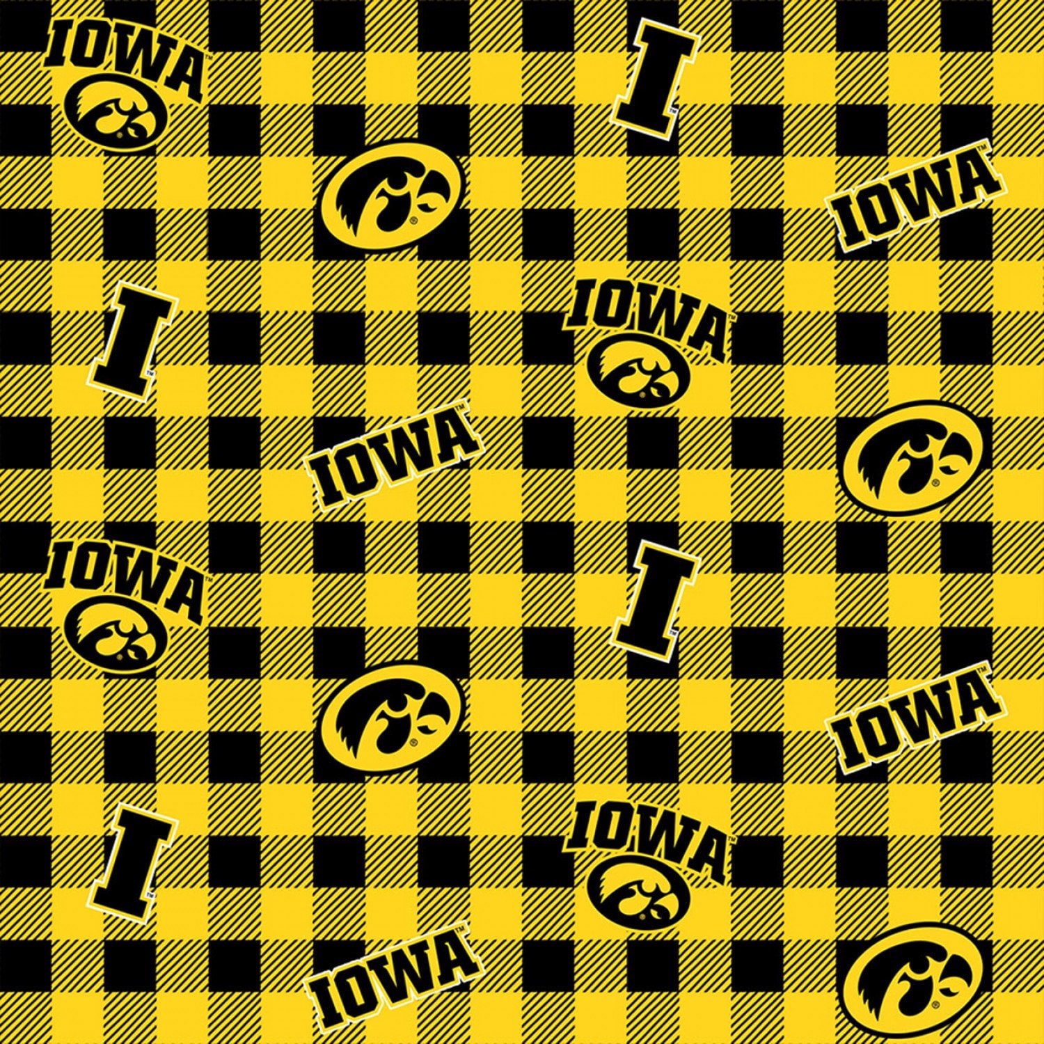 NCAA IOWA HAWKEYES Mini Plaid 100% Cotton Fabric Material You Choose ...