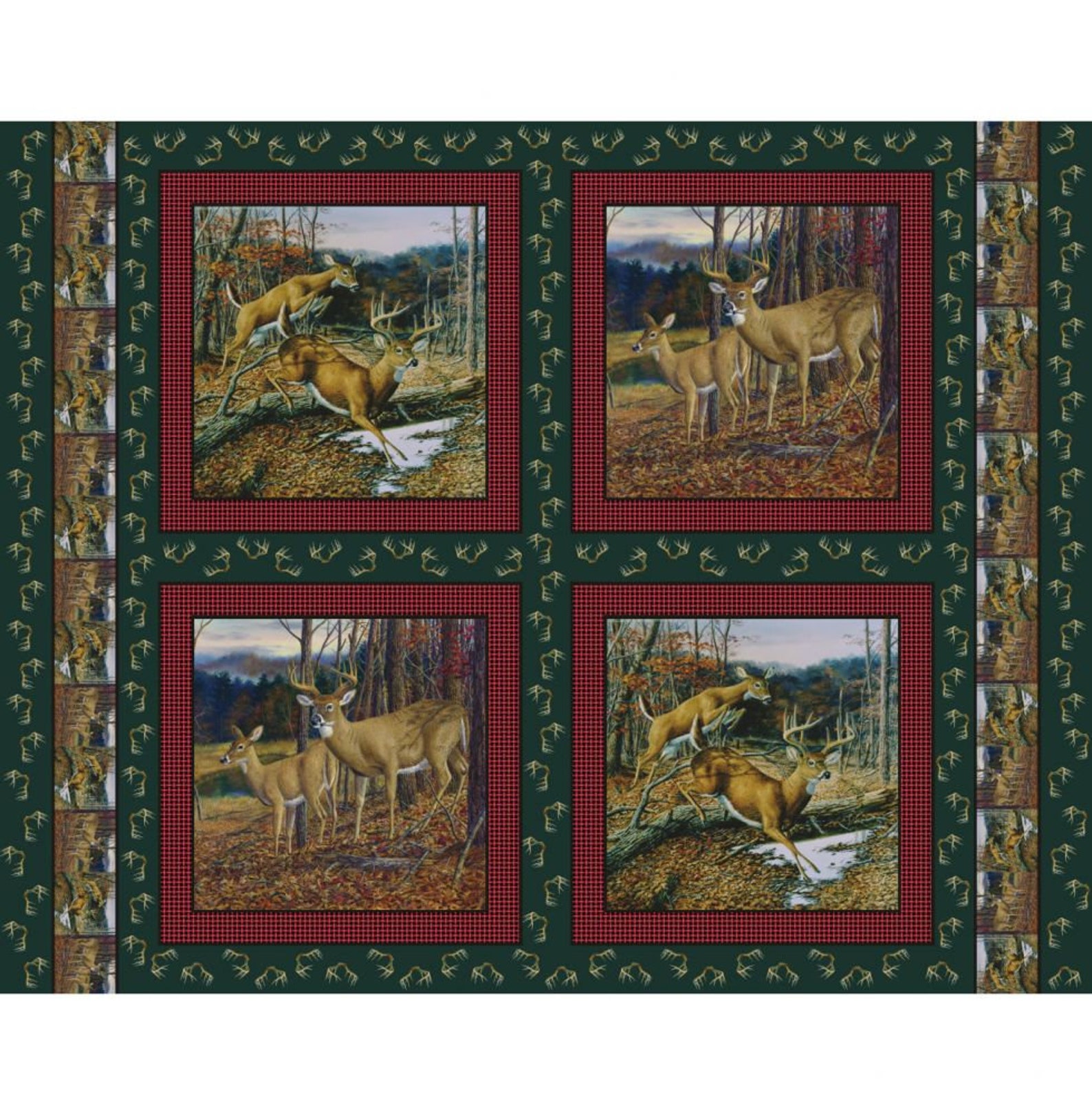 New WILD Wings Fall WHITETAILS White Tail DEER 100% Cotton Pillow ...