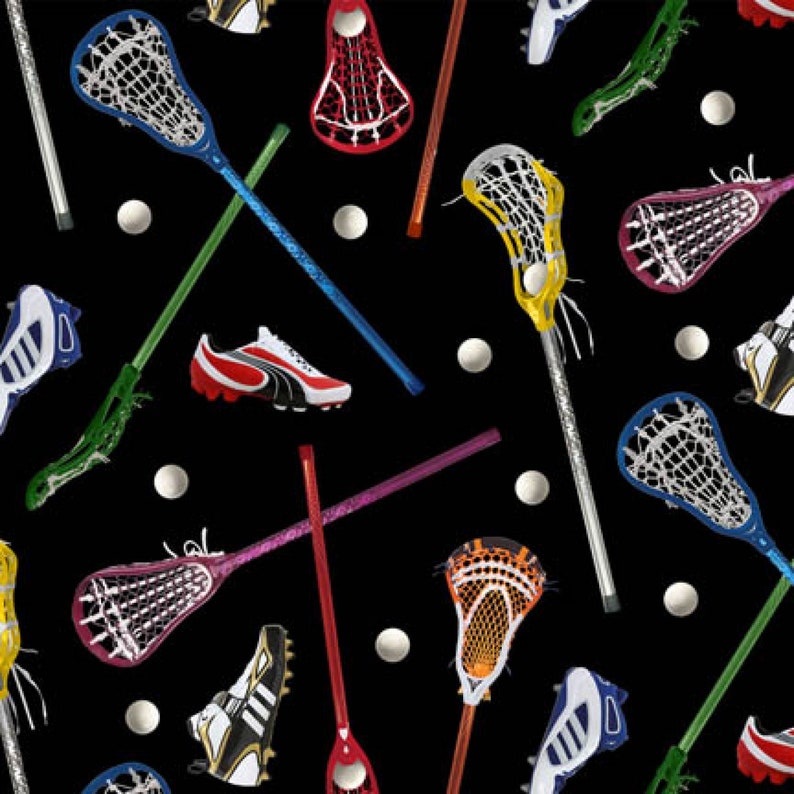 LACROSSE Allover Black 100% Cotton Fabric Material for Crafts, Quilts ...