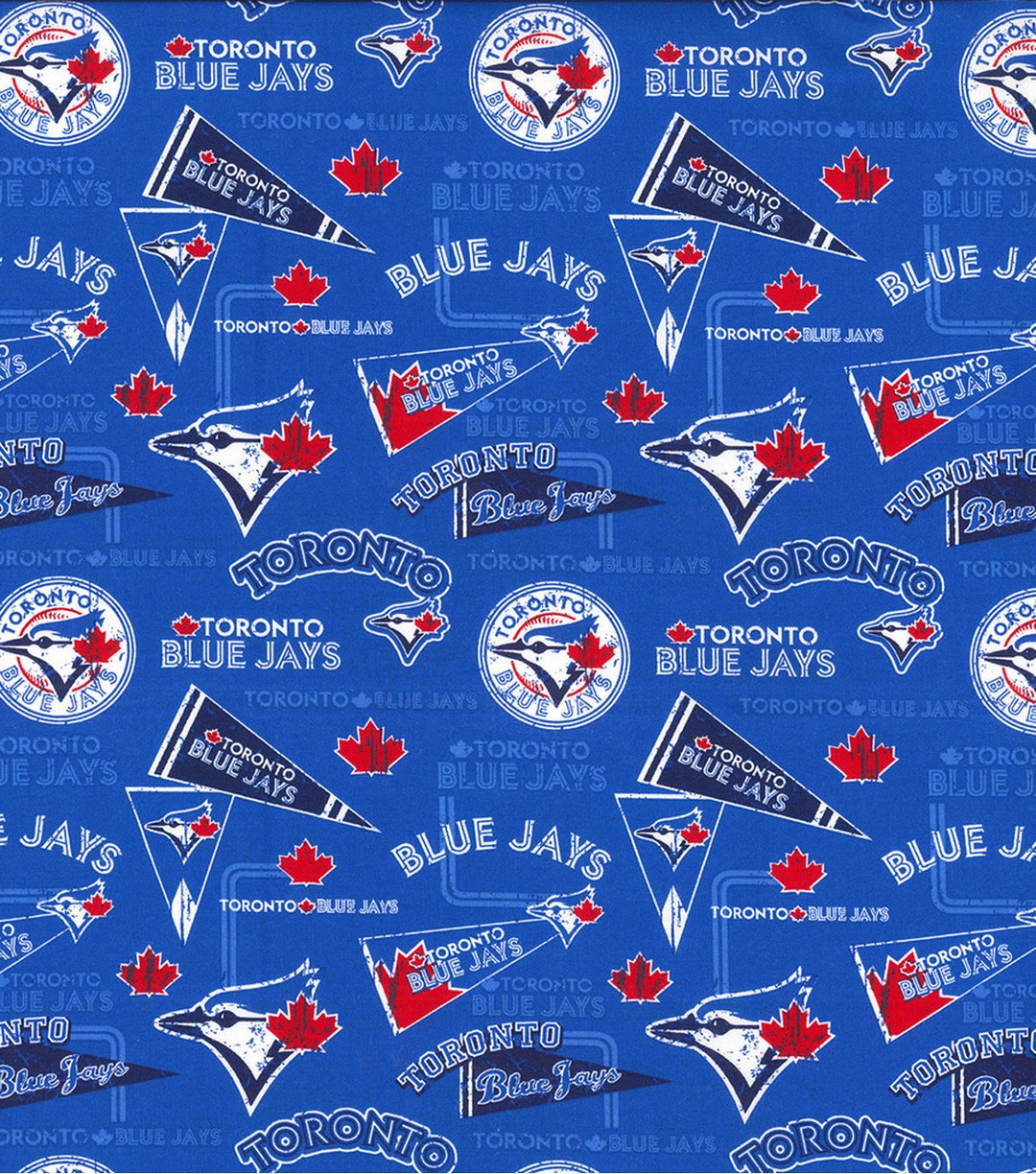 MLB TORONTO BLUE Jays Vintage Retro Print Baseball 100% Cotton Fabric ...