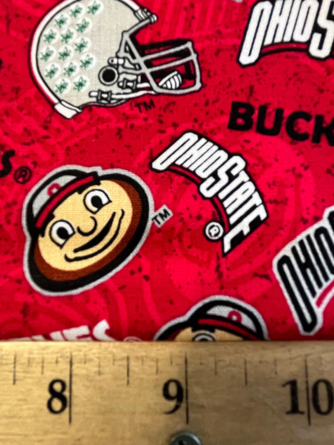 NCAA OHIO STATE Buckeyes Watermark Print Football 100% Cotton Fabric ...