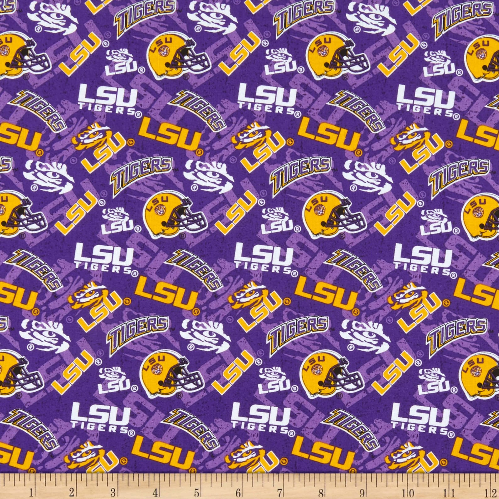 NCAA LSU Tigers Watermark Print Football 100% Cotton Fabric Material ...