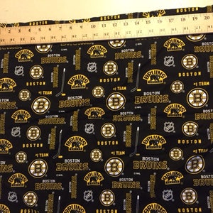 NHL BOSTON BRUINS Black Hockey 100% Cotton Fabric Material You Choose ...