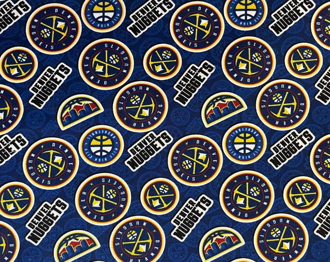 NBA DENVER NUGGETS Tossed Logo Print 100% Cotton Fabric Material You ...