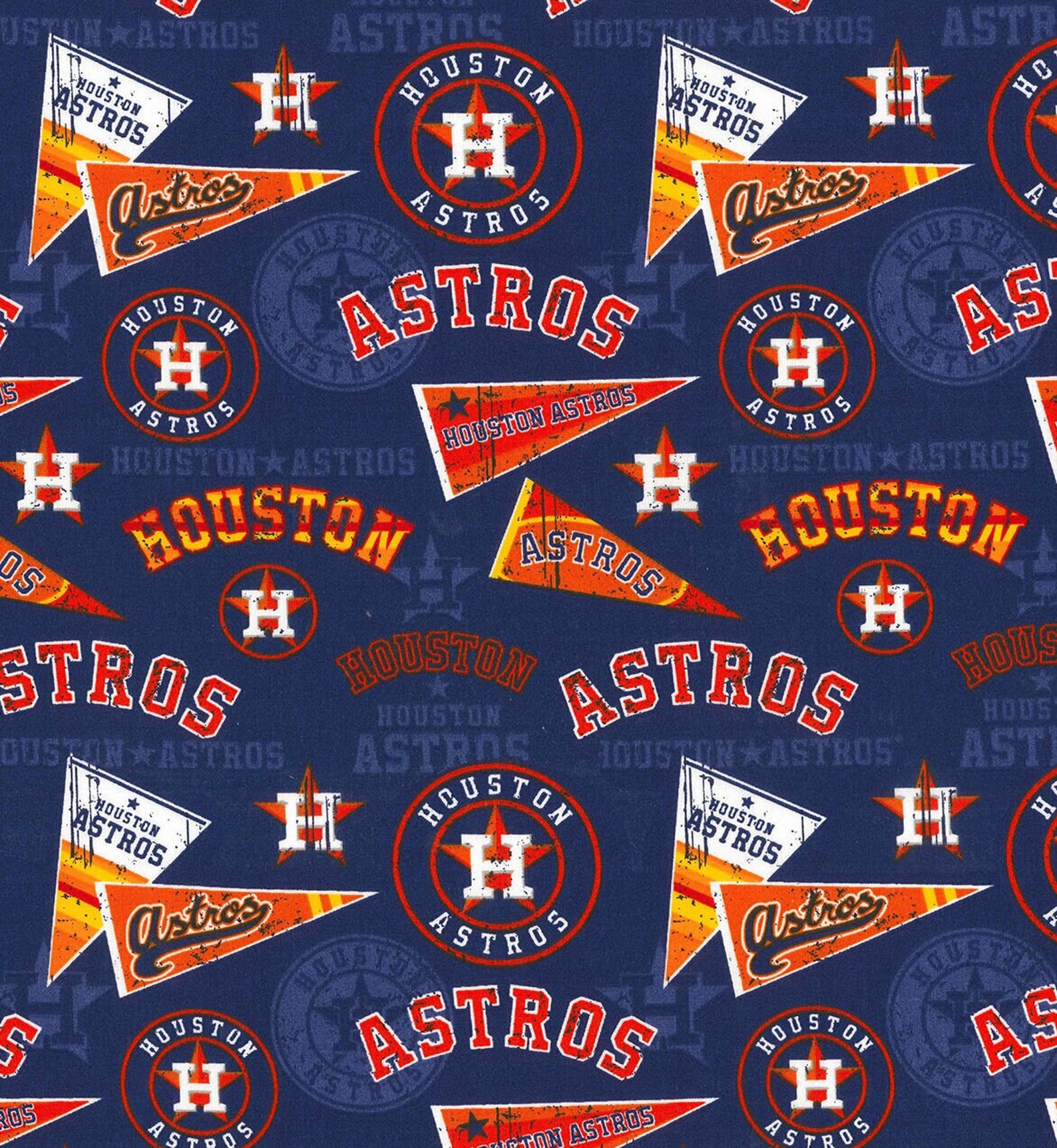 MLB HOUSTON ASTROS Vintage 2 Pennants Print Baseball 100% - Etsy