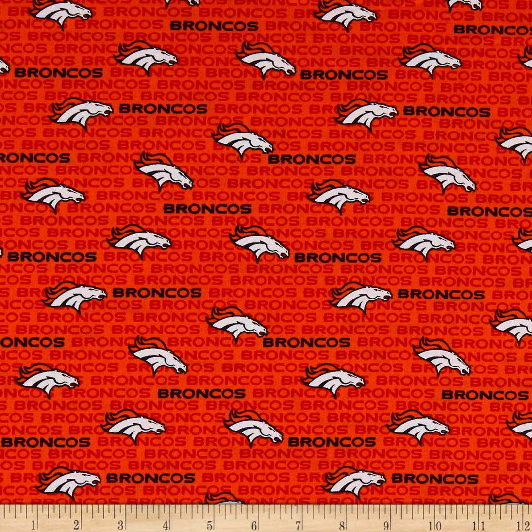 NFL DENVER BRONCOS Mini Print Football 100% Cotton Fabric Licensed ...