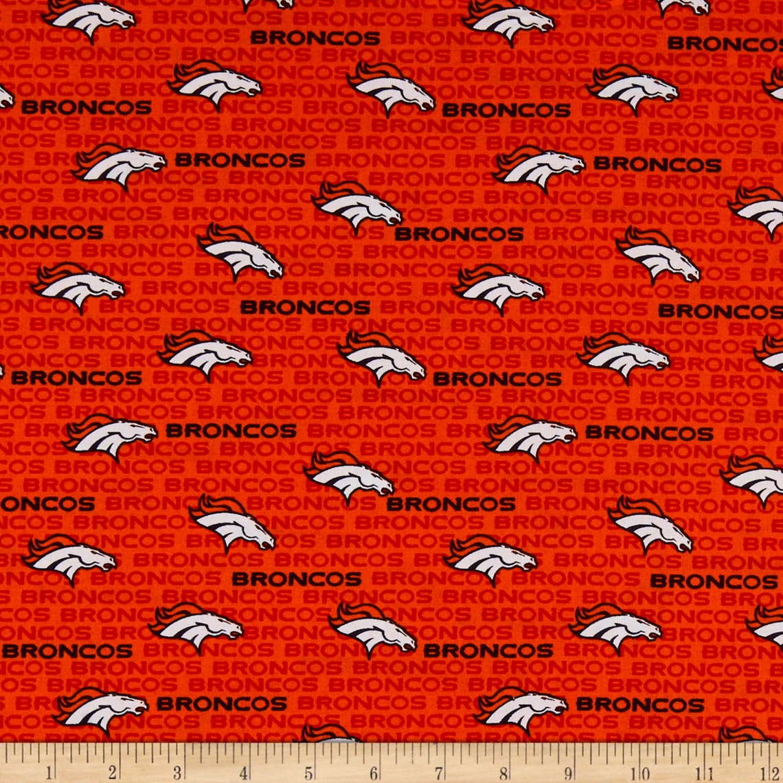 NFL DENVER BRONCOS Mini Print Football 100% Cotton Fabric Licensed ...