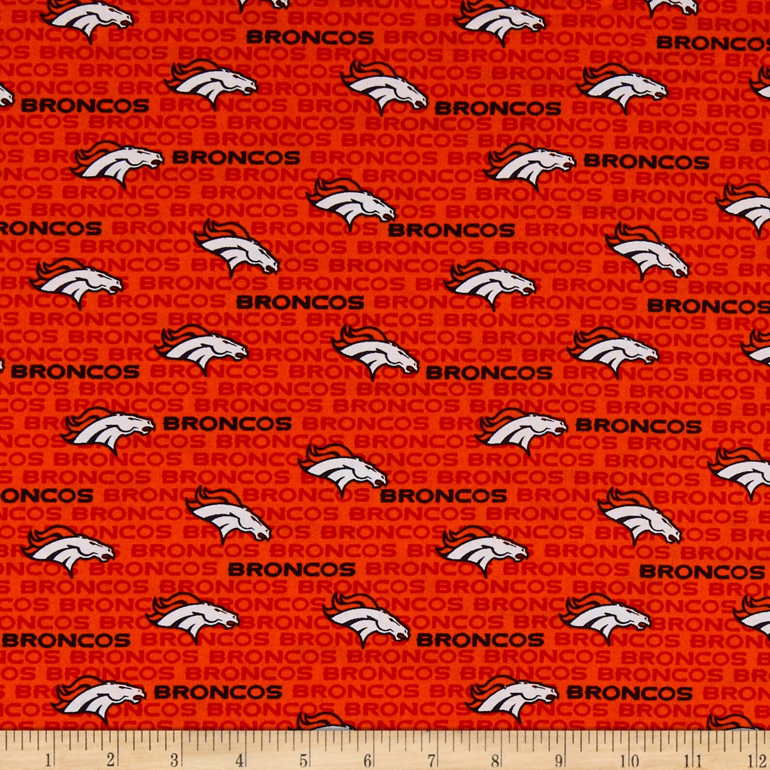NFL DENVER BRONCOS Mini Print Football 100% Cotton Fabric Licensed ...