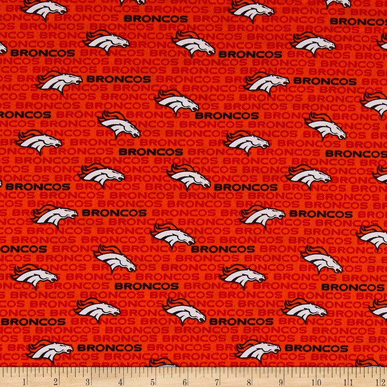 NFL DENVER BRONCOS Mini Print Football 100% Cotton Fabric Licensed ...