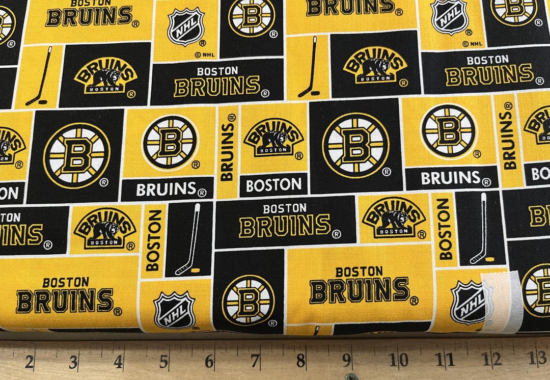 NHL BOSTON BRUINS Patchwork Hockey 100% Cotton Fabric Material You ...