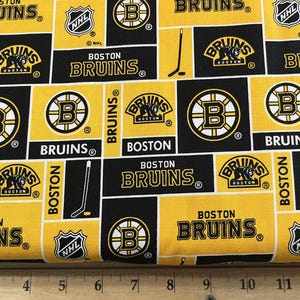 NHL BOSTON BRUINS Patchwork Hockey 100% Cotton Fabric Material You ...