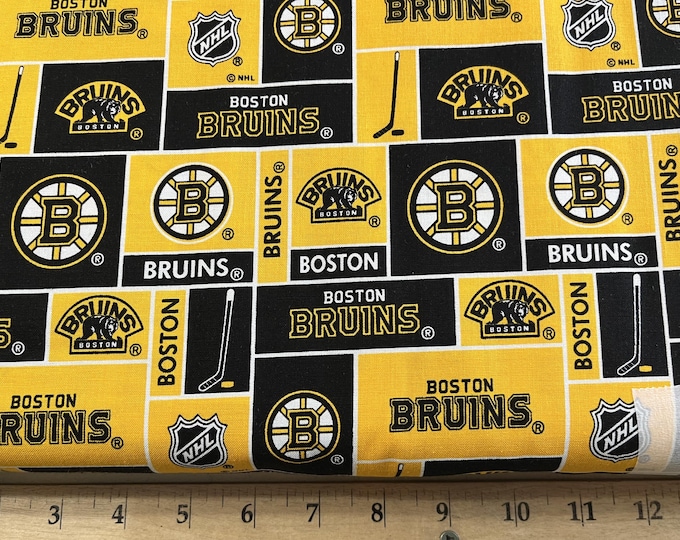 NHL BOSTON BRUINS Hockey 100% Cotton Watermark Print Fabric Material ...