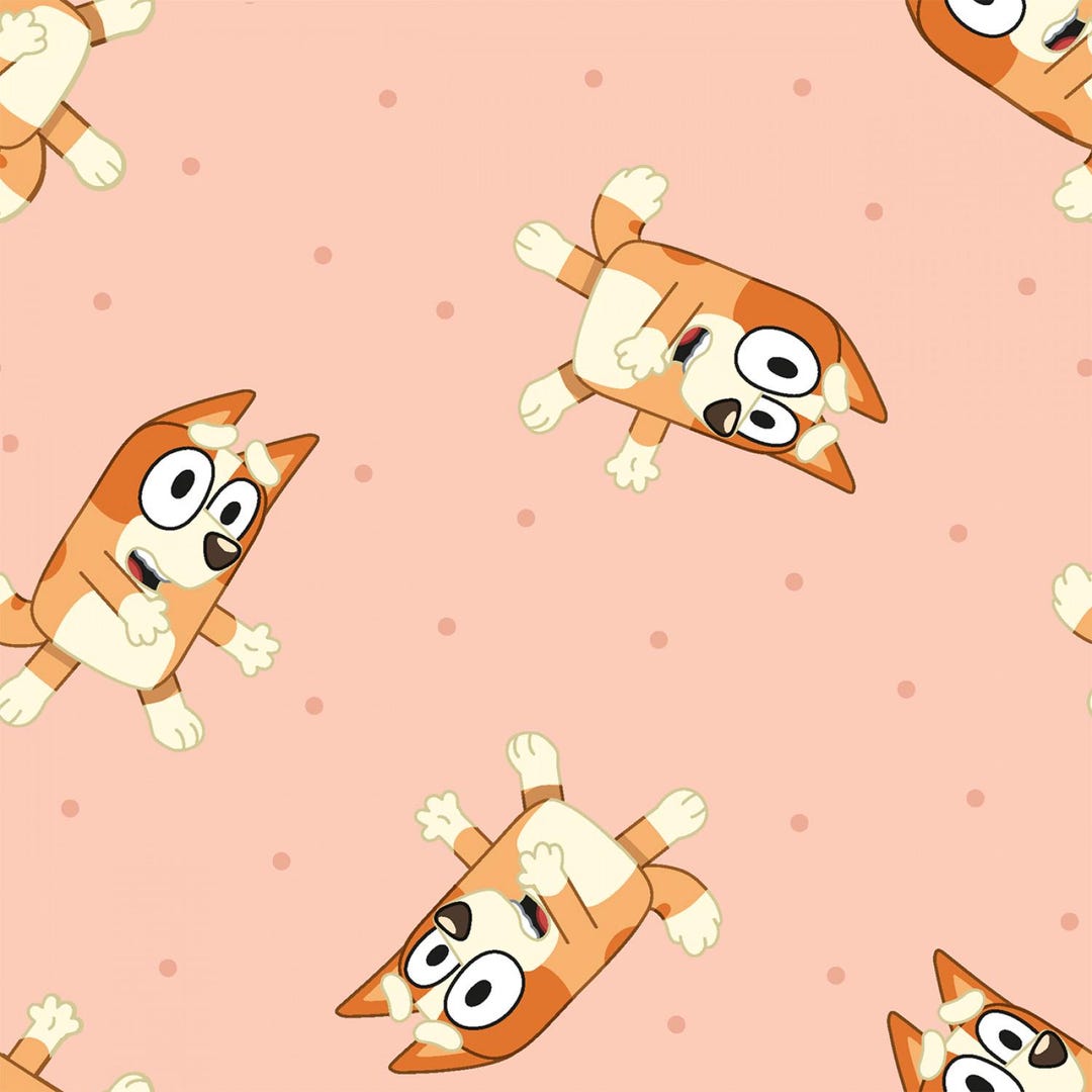 DISNEY Jr Bluey & Bingo Polka Dot Pink Print 100% Cotton Fabric for ...