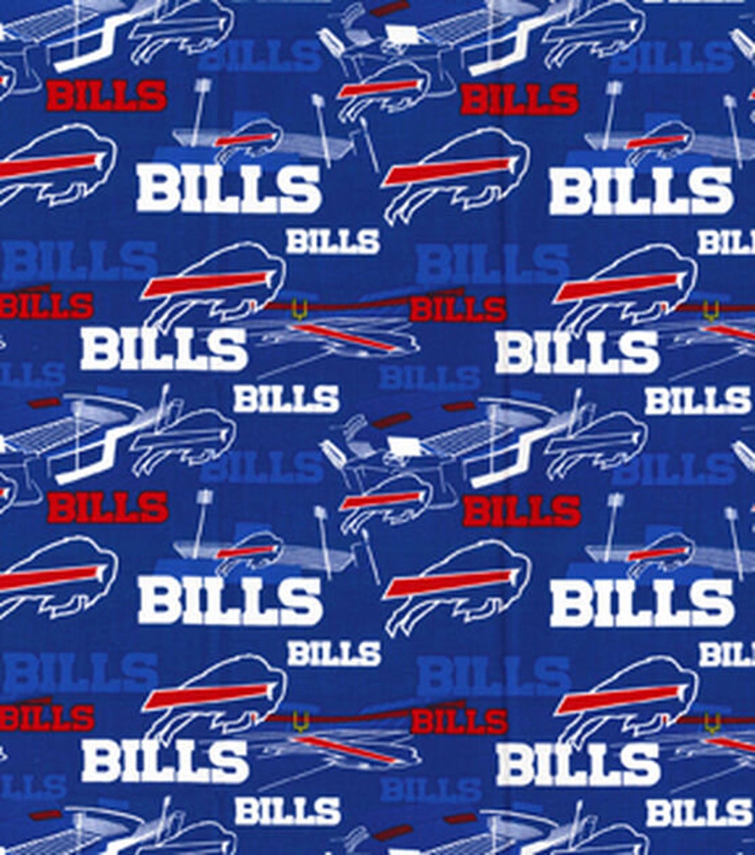 NFL BUFFALO BILLS Stadium Print Football 100% Cotton Fabric Licensed ...
