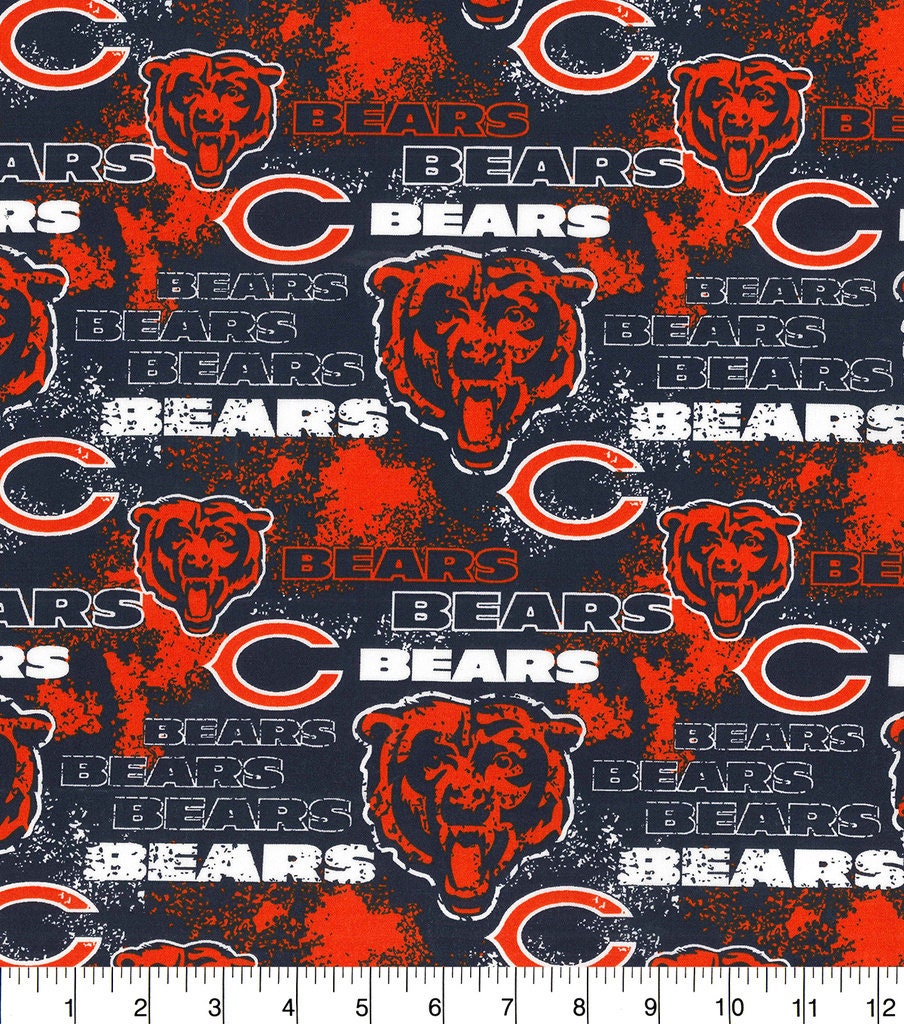 NFL CHICAGO BEARS Weathered Look Print Football 100% Cotton Fabric ...