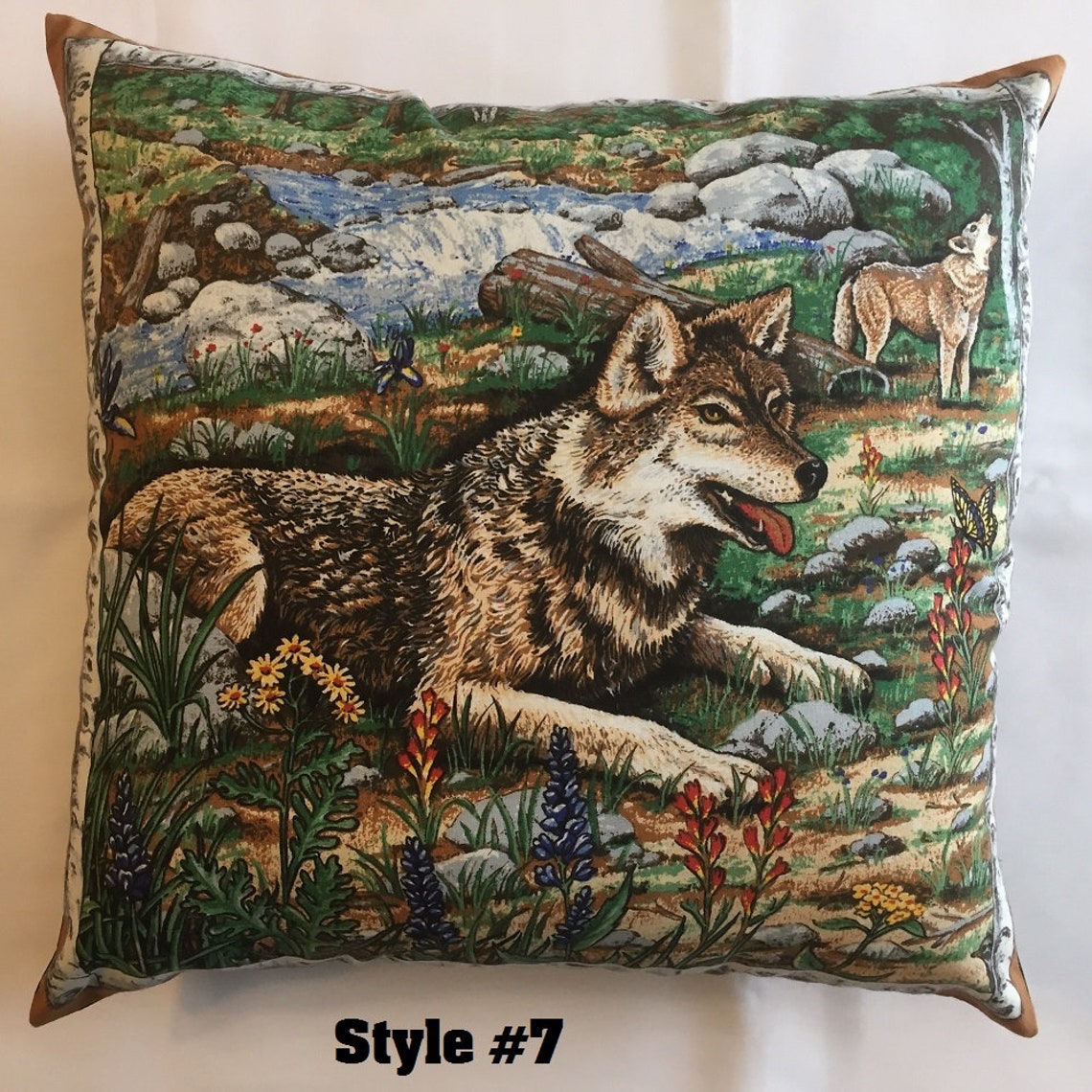 New WOLF WOLVES on beautiful 15 inch Cotton Throw Pillow | Etsy