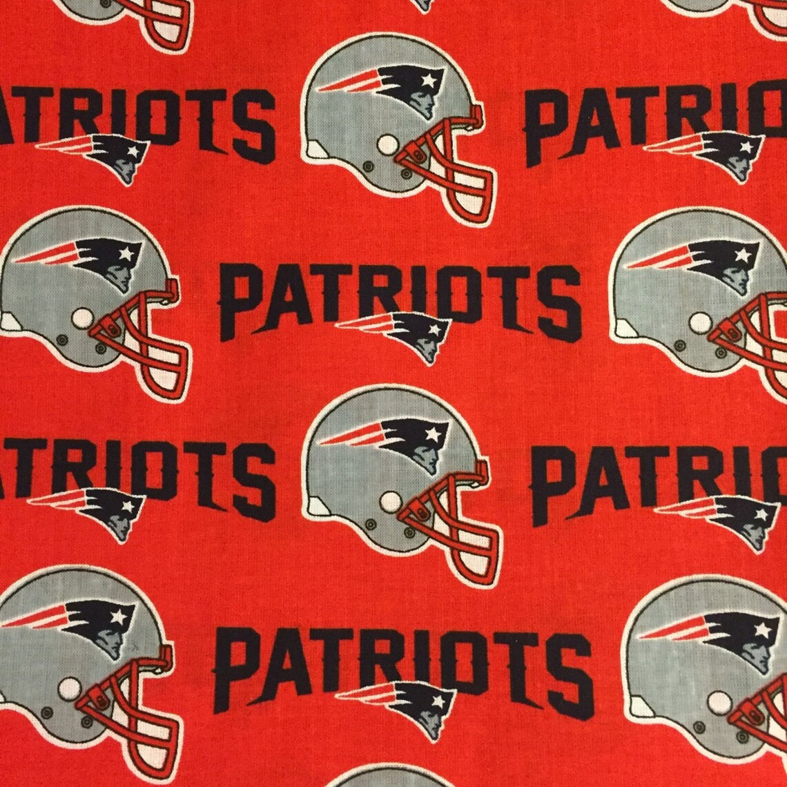 NFL New ENGLAND PATRIOTS Red With Navy Words Football 100% Cotton ...