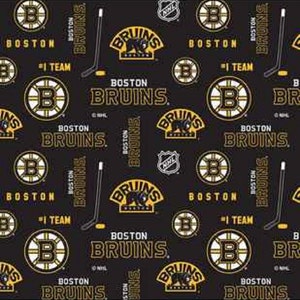 NHL BOSTON BRUINS Black Hockey 100% Cotton Fabric Material You Choose ...