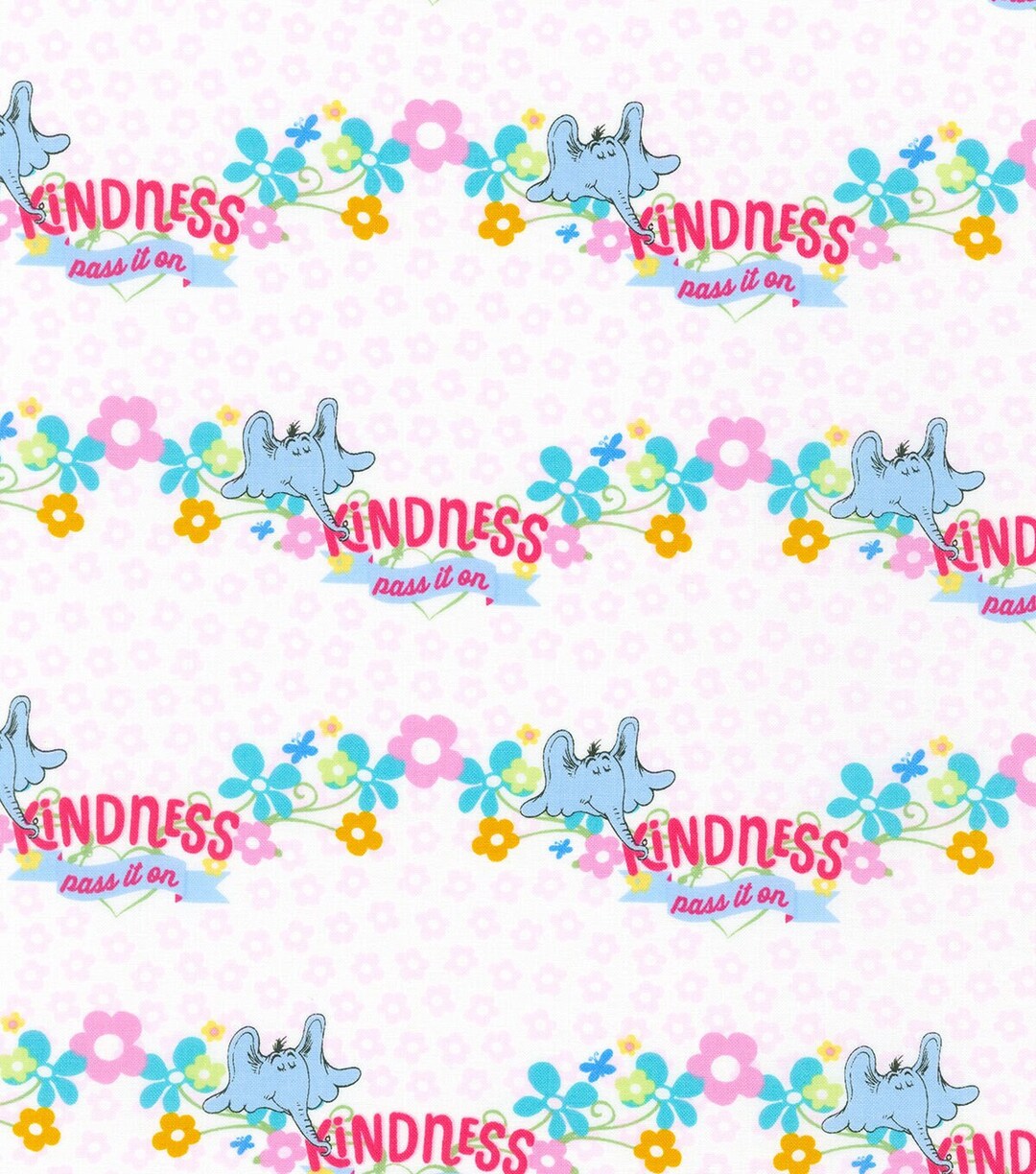 DR SEUSS Horton Kindness Print 100% Cotton Fabric Material for Crafts ...