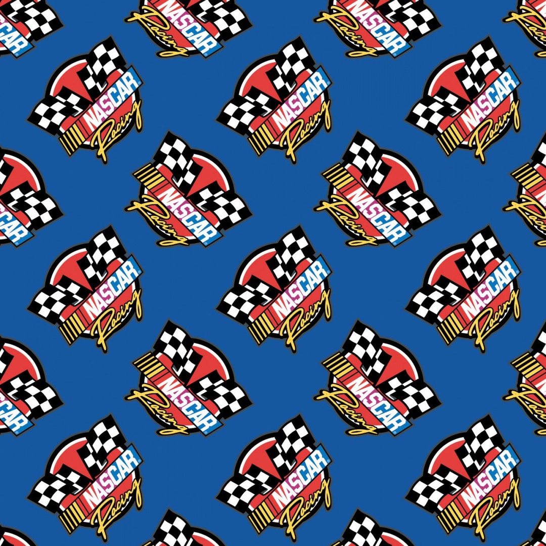 NASCAR RACING Logo Print 100% Cotton Fabric Material You Choose Length ...