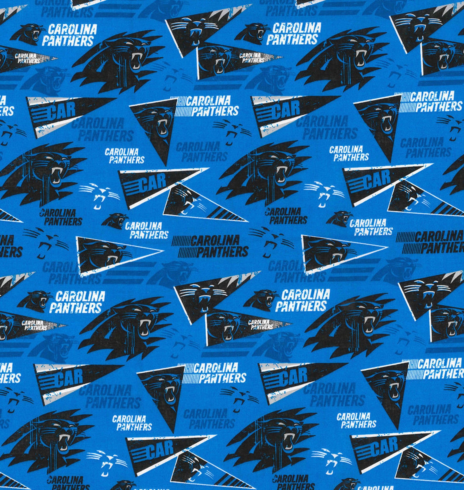 NFL CAROLINA PANTHERS Vintage Retro Print Football 100% Cotton Fabric ...