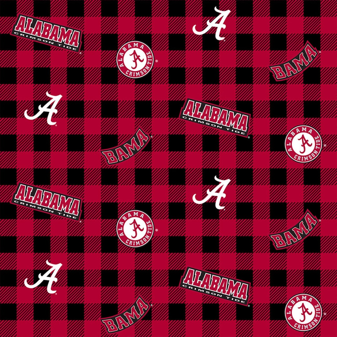 Ncaa ALABAMA CRIMSON TIDE Mini Plaid 100% Cotton Fabric Material You ...