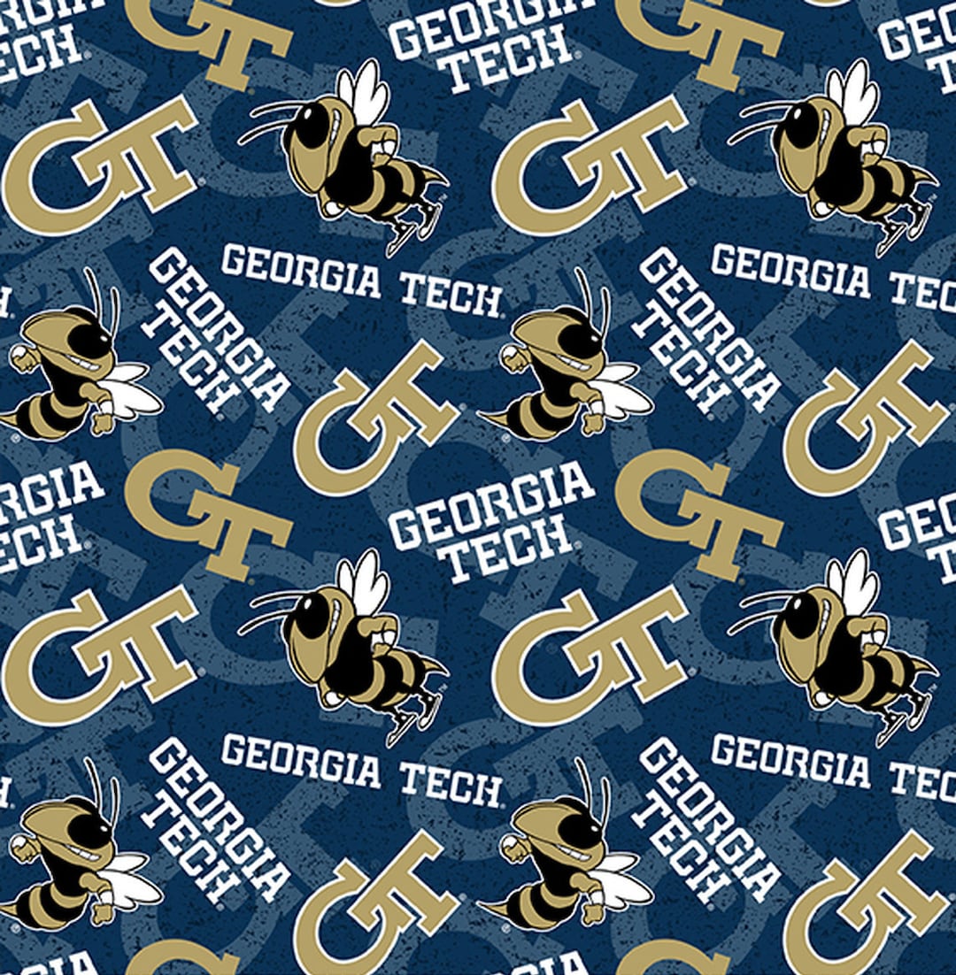 NCAA GEORGIA TECH Yellow Jackets Watermark Print Football 100% Cotton ...